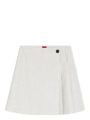 Hugo Faux-wrap Pinstripe Mini Skirt - Patterned