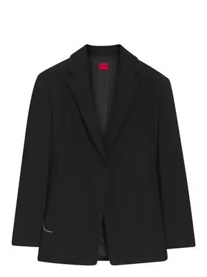 Hugo Relaxed-fit Seersucker Blazer With Chain Belt - Black