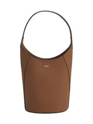 BOSS Leather Bucket Bag With Logo - Brown