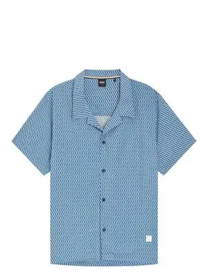BOSS Regular-fit Shirt With All-over Print - Blue