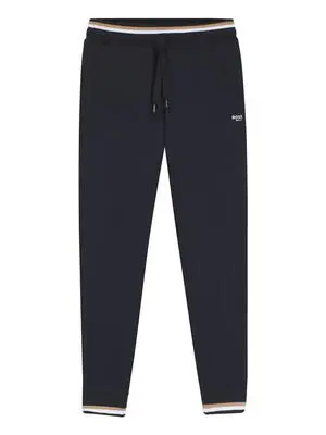 BOSS Cotton-terry Tracksuit Bottoms With Signature Stripes And Logo - Black