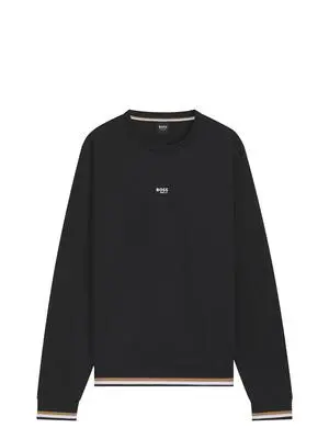 BOSS Cotton-terry Sweatshirt With Logo And Signature Stripes - Black