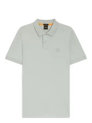 BOSS Stretch-cotton Slim-fit Polo Shirt With Logo Patch - Silver