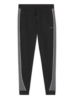 BOSS Contrast-piping Tracksuit Bottoms In A Cotton Blend - Black