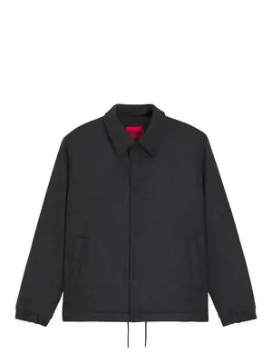 Hugo Regular-fit Coach Jacket In Wool Blend - Grey