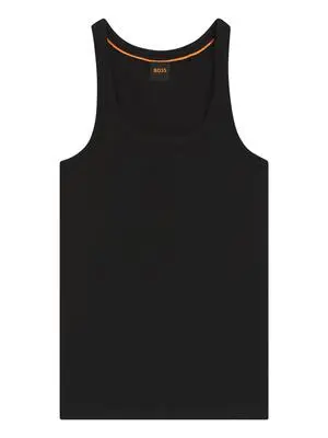 BOSS Racer-back Tank Top In Stretch Cotton - Black
