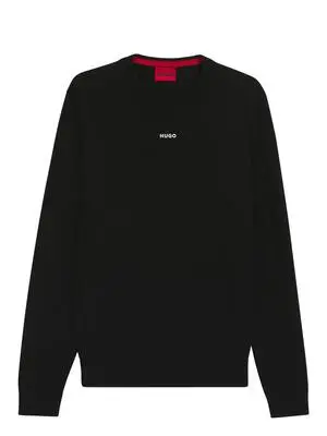 Hugo Cotton Sweater With Logo Detail - Black