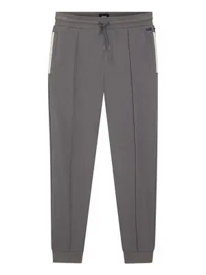 BOSS Contrast-binding Tracksuit Bottoms In A Cotton Blend - Dark Grey