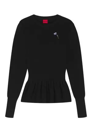 Hugo Cotton Sweater With Detachable Brooch - Black