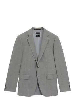 BOSS Patterned Slim-fit Jacket In Stretch Wool - Silver