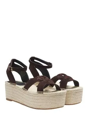 BOSS Suede Espadrilles With Double B Monogram - Dark Brown