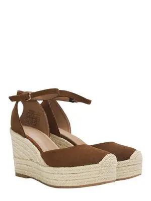 BOSS Suede Espadrilles With Wedge Sole - Brown