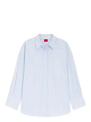 Hugo Oversized Striped Cotton Poplin Blouse - Patterned