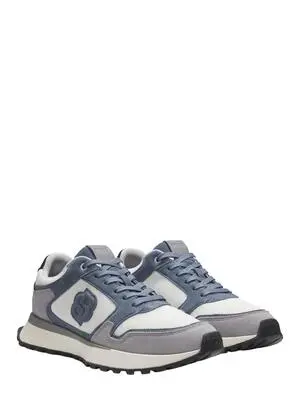 BOSS Suede Trim Trainers With Double B Monogram Light Blue
