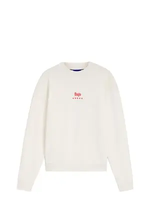 Hugo Cotton-terry Sweatshirt With Motif - White
