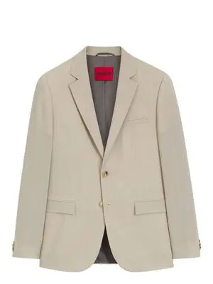 Hugo Extra-slim-fit Suit Jacket In Wool-blend Poplin - Beige