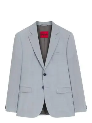Hugo Extra-slim-fit Suit Jacket In Wool-blend Poplin - Light Blue