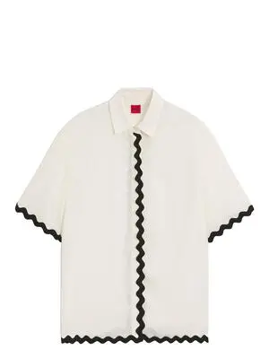 Hugo Relaxed-fit Blouse With Zigzag Tape - White