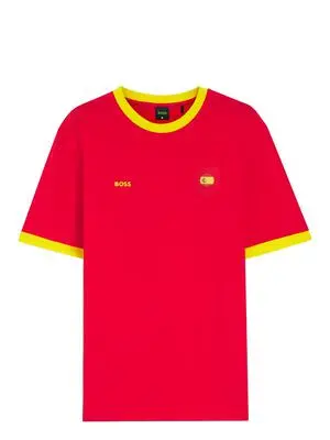 BOSS Stretch-cotton T-shirt With Country Flag And Logo - Spain