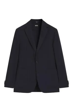 BOSS Patterned Slim-fit Jacket In A Wool Blend - Dark Blue