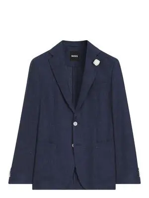 BOSS Slim-fit Jacket In A Linen Blend - Light Blue