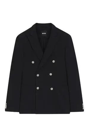 BOSS Patterned Slim-fit Jacket - Dark Blue