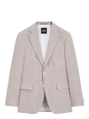 BOSS Slim-fit Blazer With Houndstooth Pattern - Light Beige