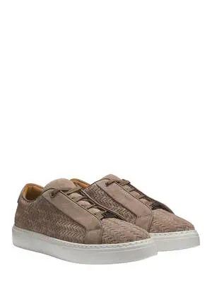 BOSS Gary Woven Suede Trainers - Khaki