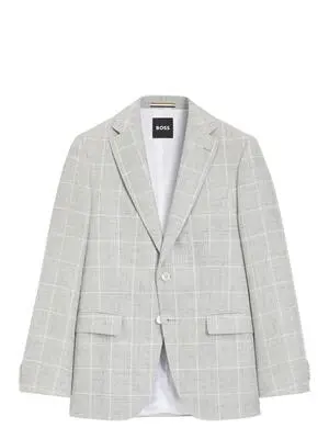 BOSS Checked Slim-fit Jacket - Light Grey