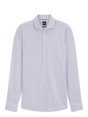 BOSS Printed Slim-fit Shirt In Performance-stretch Jersey - Light Blue
