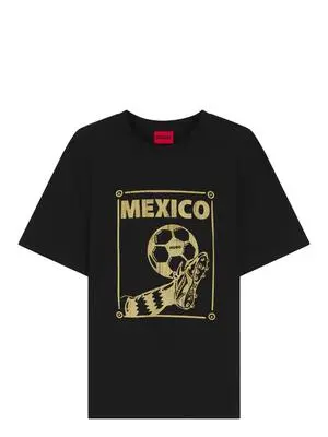 Hugo Relaxed-fit T-shirt In Cotton With Soccer Artwork - Mexico