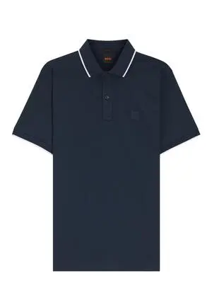 BOSS Logo-patch Slim-fit Polo Shirt In Stretch Cotton Light Blue