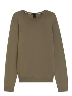 BOSS Slim-fit Sweater In Merino Wool - Light Brown