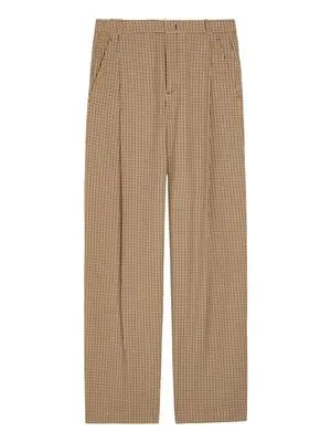 VINCE Camille Checked Wide-Leg Trousers