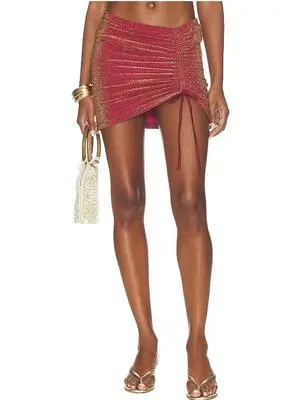 KULANI KINIS X Revolve Ruched Tie Mini Skirt - Wine