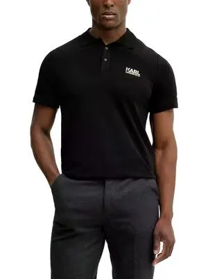 Karl Lagerfeld Logo-print Short-sleeve Polo Shirt - Black