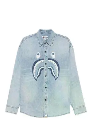 A BATHING APE Shark Denim Shirt - Blue