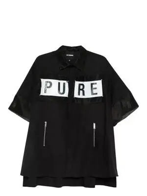 LES HOMMES Graphic-print Zip-pocket Shirt - Black