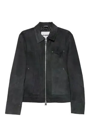 LES HOMMES Suede Zip-up Jacket - Blue