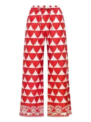 Malìparmi Optical-print Broderie-trim Trousers - Red