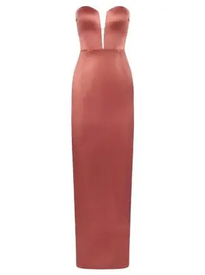 ARAFTU Strapless Lace-up Dress - Brown