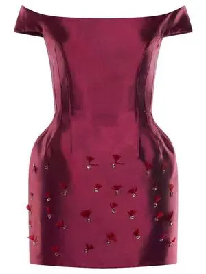ARAFTU Embellished Off-the-shoulder Dress - Red