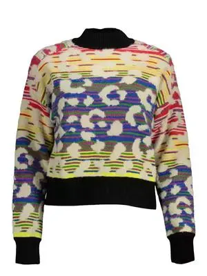 DESIGUAL Leopard-Print Striped Sweater