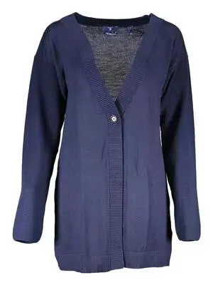 Gant V-neck Fine-knit Cardigan - Blue