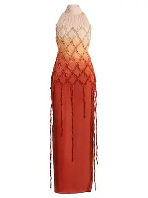 Blumarine Beaded Fringed Dress - Orange