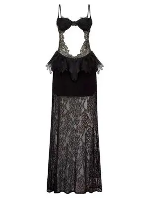 David Koma Lace-paneled Cut-out Dress - Black
