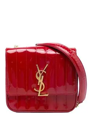 Saint Laurent 2018 Small Patent Monogram Vicky Chain Crossbody Bag - Red