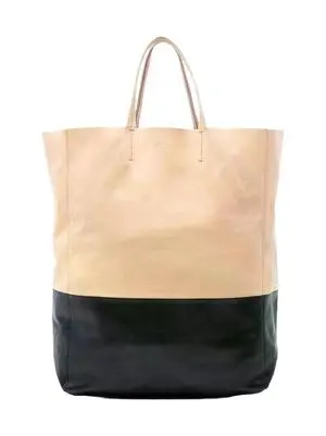 Celine 2010 Bicolor Leather Vertical Cabas Tote Bag - Black