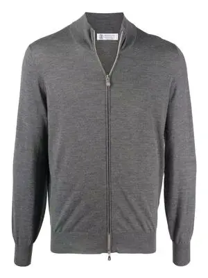 Brunello Cucinelli Zipped Knit Cardigan - Grey
