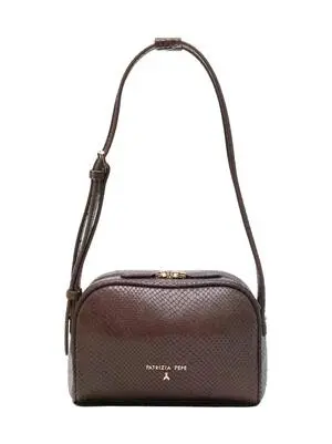 Patrizia Pepe Snakeskin-effect Leather Makeup Bag - Brown